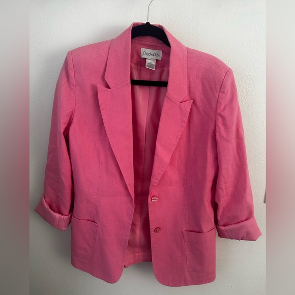 Chadwicks | Jackets & Coats | Vintage Linen Pink Chadwicks Blazer Size ...
